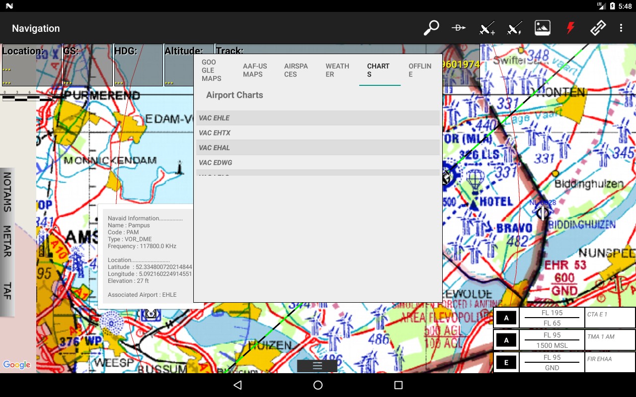 Georeferenced maps – Mobile Aviation Tools
